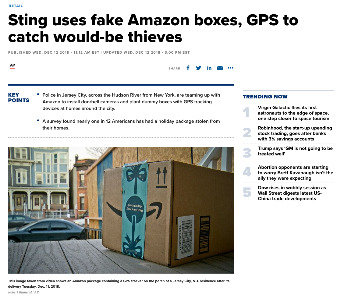 GPS Tracking Technology Used In Dummy Amazon Package Theft Sting — 10 ...