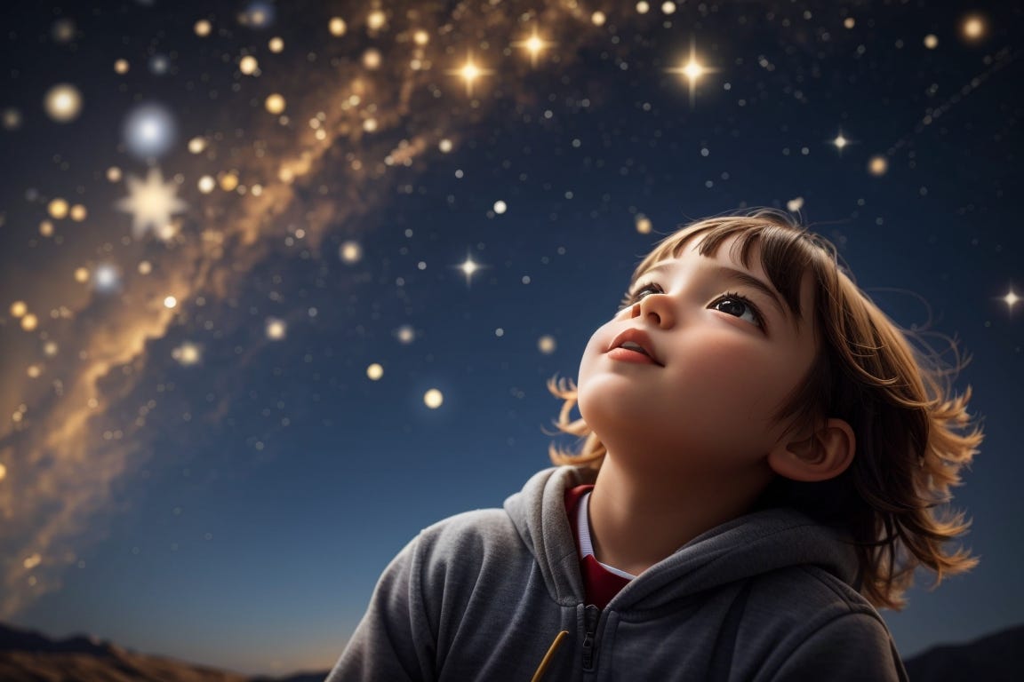 Kid Looking Up At The Stars