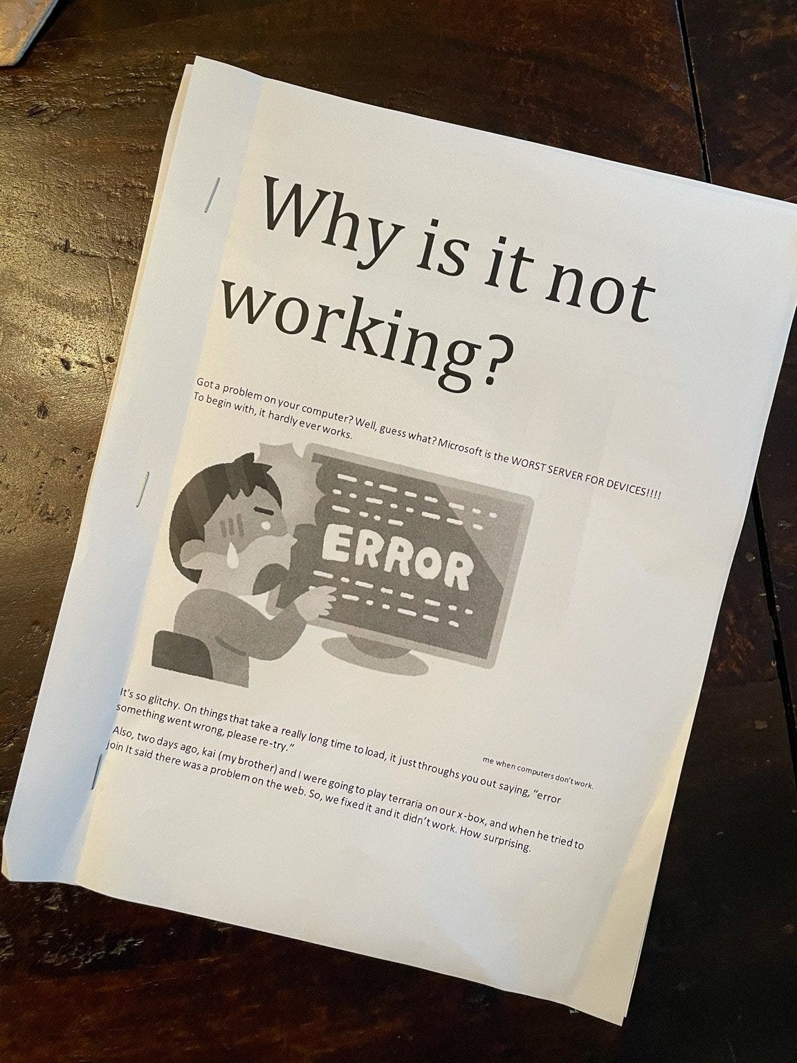 Why is it not working”. A short essay by a 4th grader, who is… | by ...