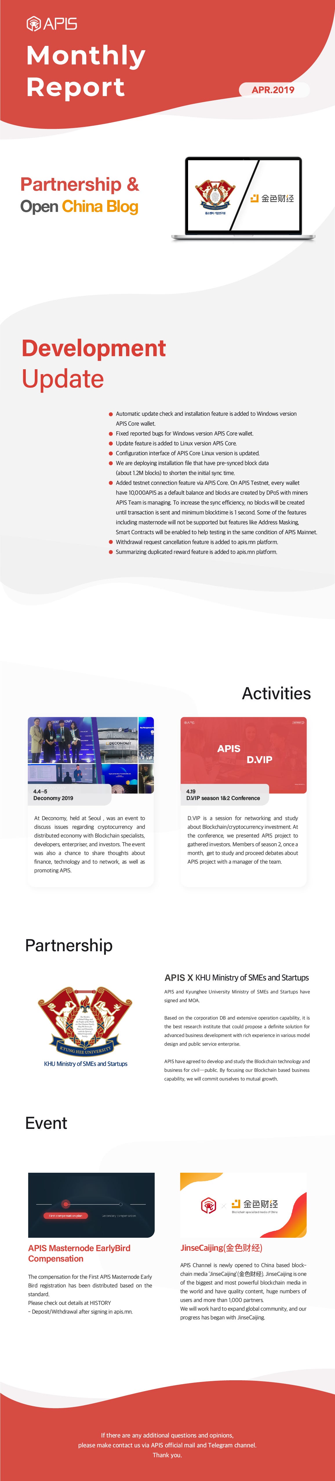 Apis Monthly Report 10 April 2019 By Apis Team Apisplatform Medium