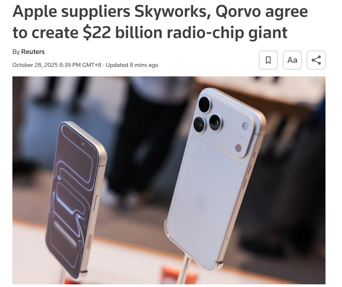 Apple Suppliers Skyworks and Qorvo Join Forces to Create $22 Billion ...