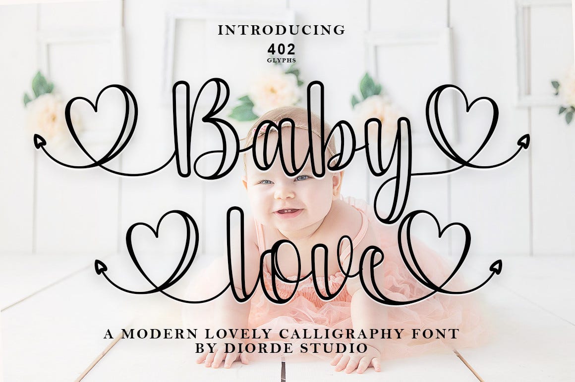 Baby Love Outline Font - Arttechtom - Medium