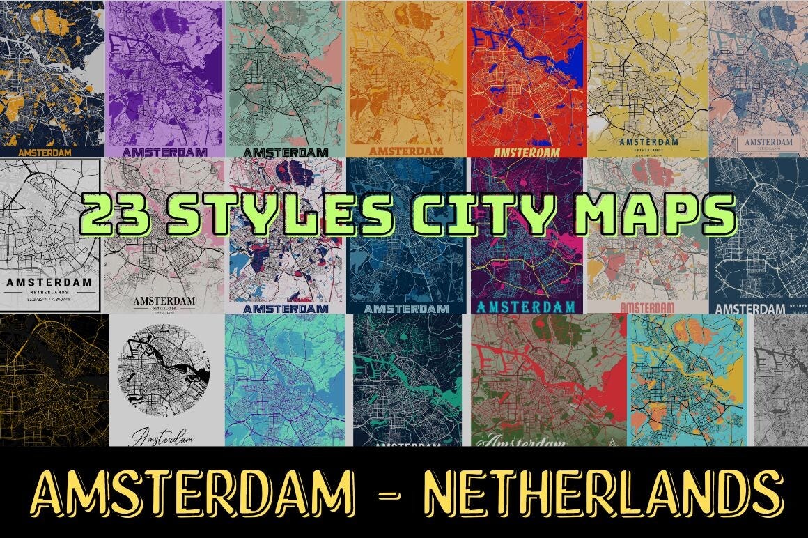 Amsterdam — Netherlands City Maps (Unique Print Mock-ups) | by ...
