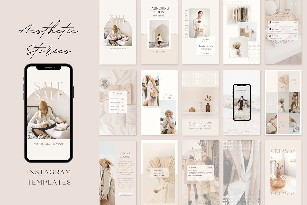 Aesthetic Instagram Story CANVA. These Instagram story templates are ...