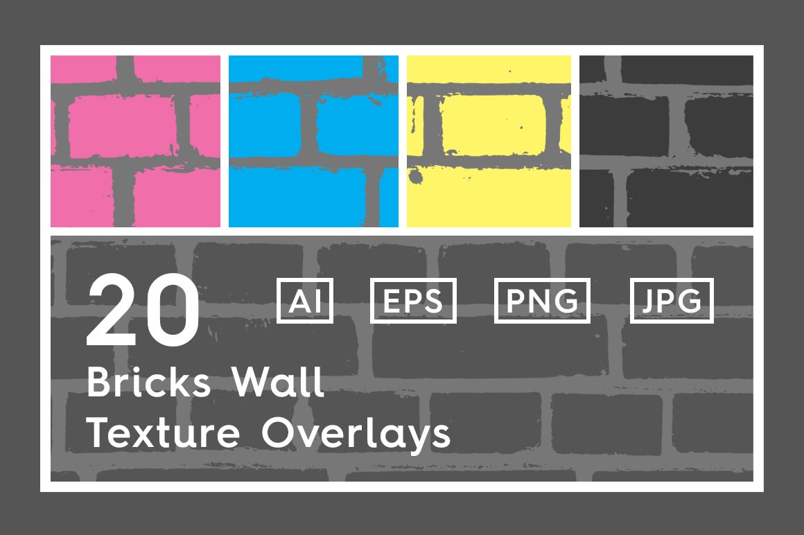 20 Bricks Wall Texture Overlays. Natural bricks wall textures pack in ...