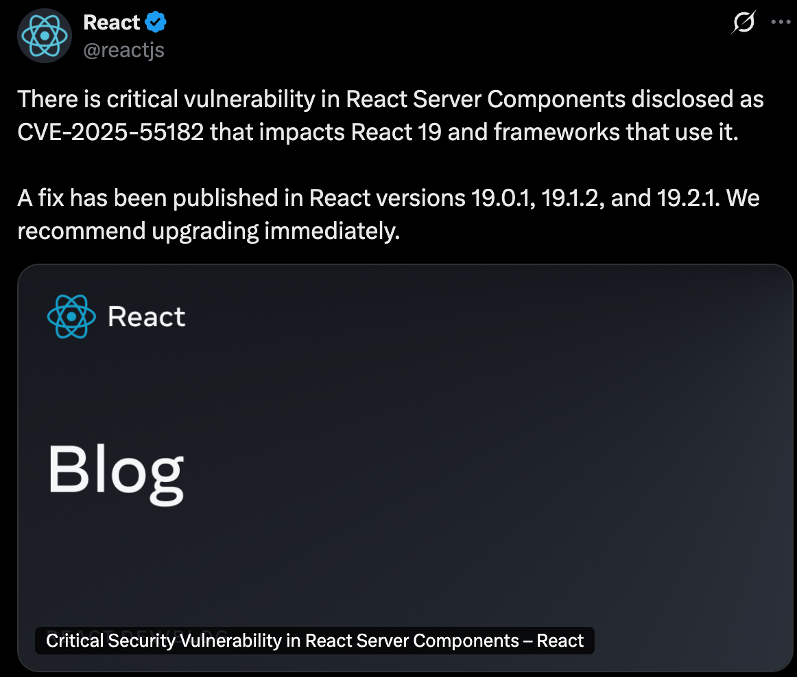 Remote Code Execution Vulnerability in React Server Components CVE-2025 ...