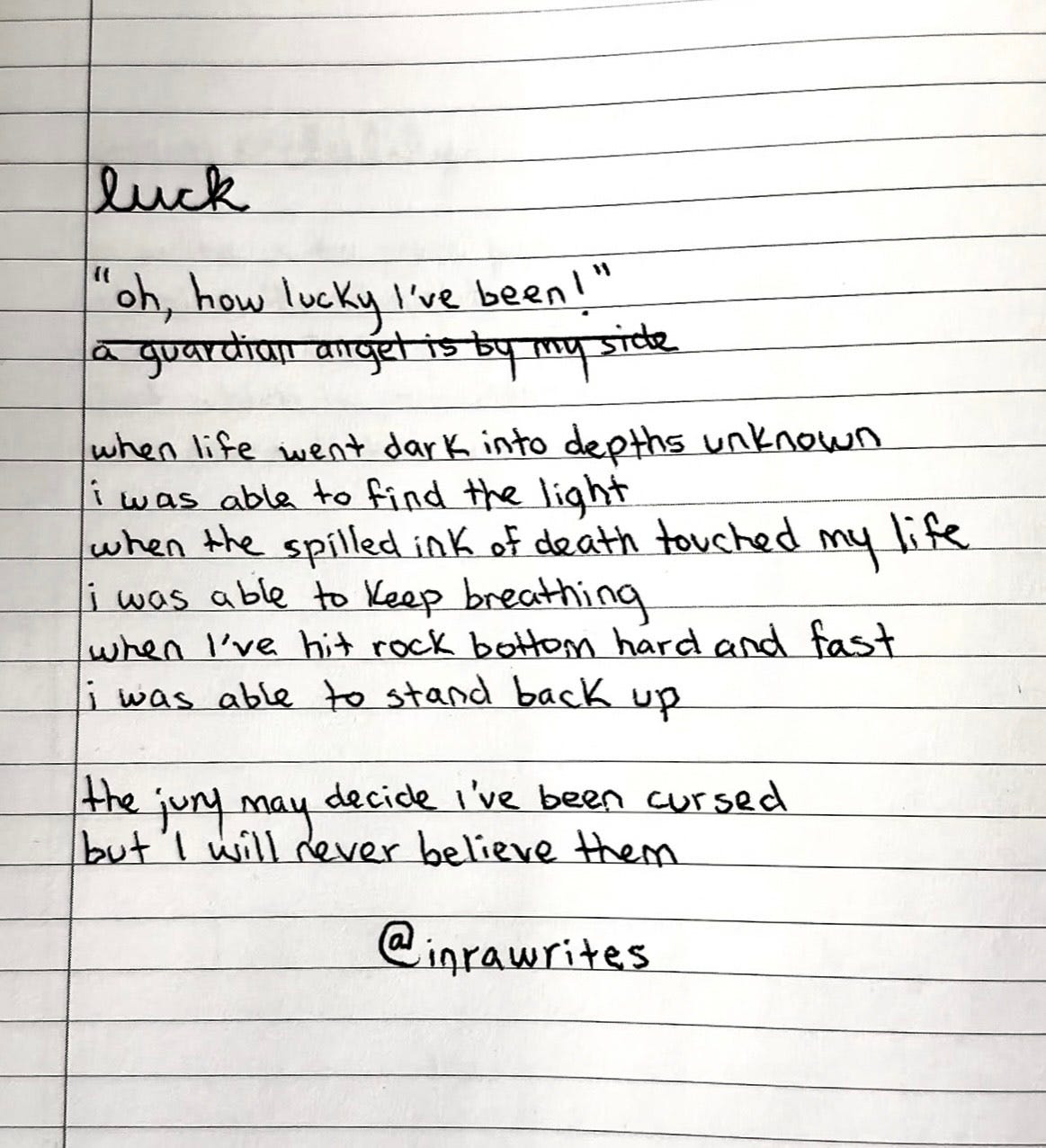 POEM: “luck”. “oh, how lucky i’ve been!” | by inra | Feb, 2025 | Medium