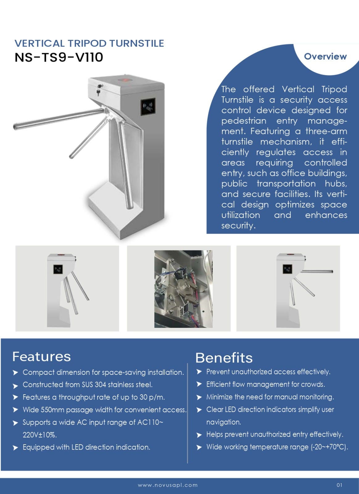 Vertical tripod turnstile Entrance Management System - Novusapl - Medium