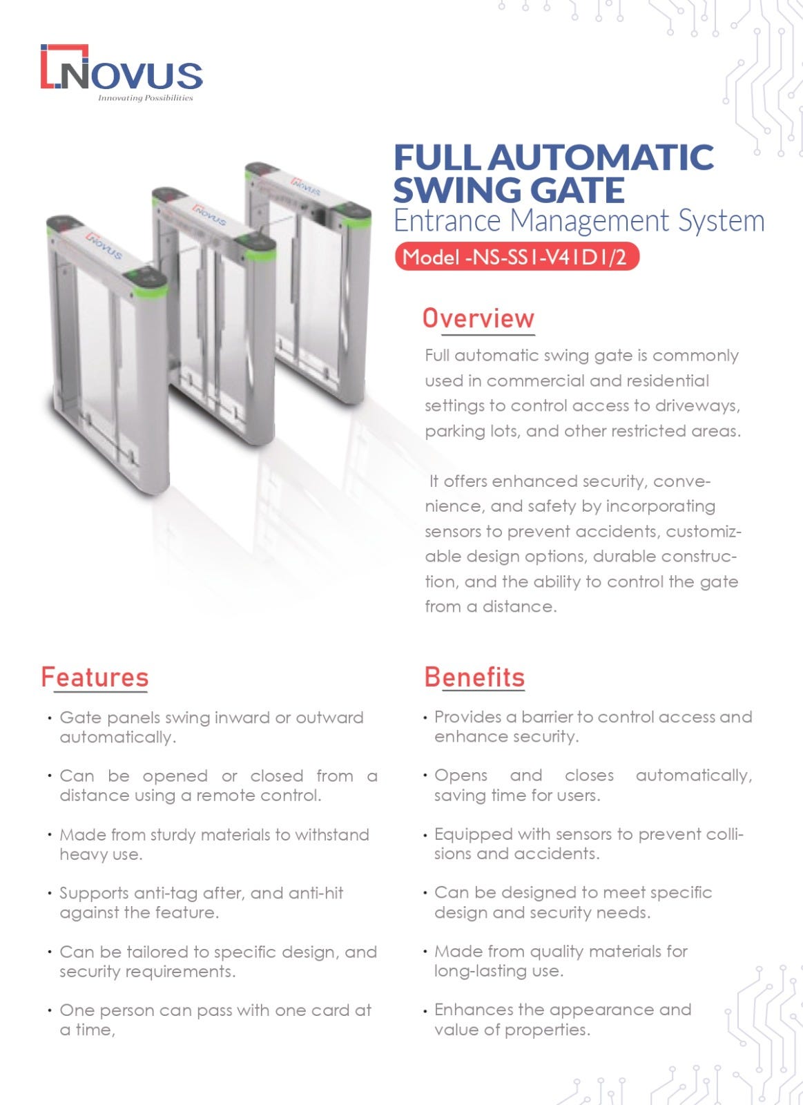 FULLY AUTOMATIC SWING GATE Entrance Management System - Novusapl - Medium