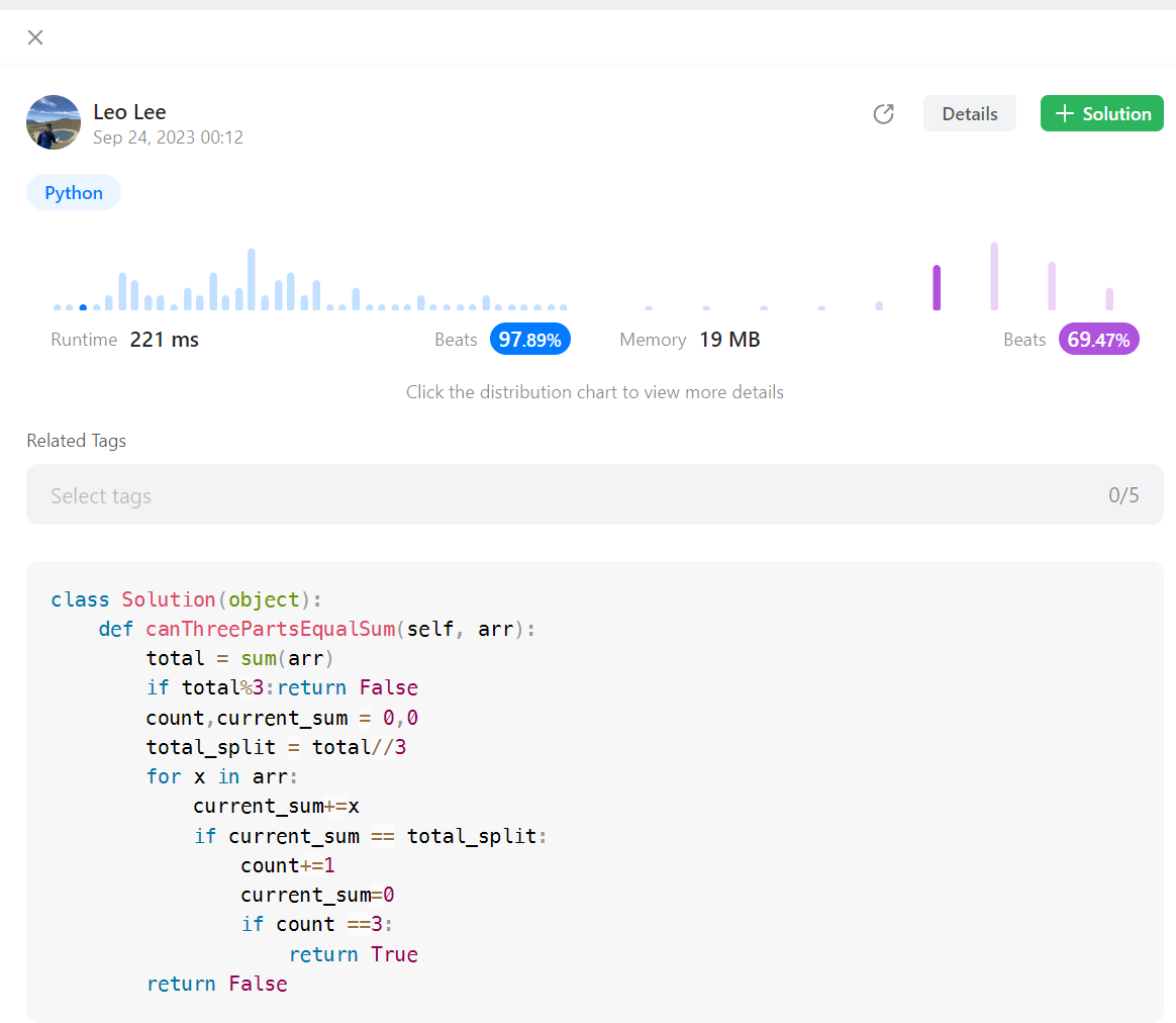 leecode ex48. 1013. Partition Array Into Three Parts… | by leoBlackTea ...