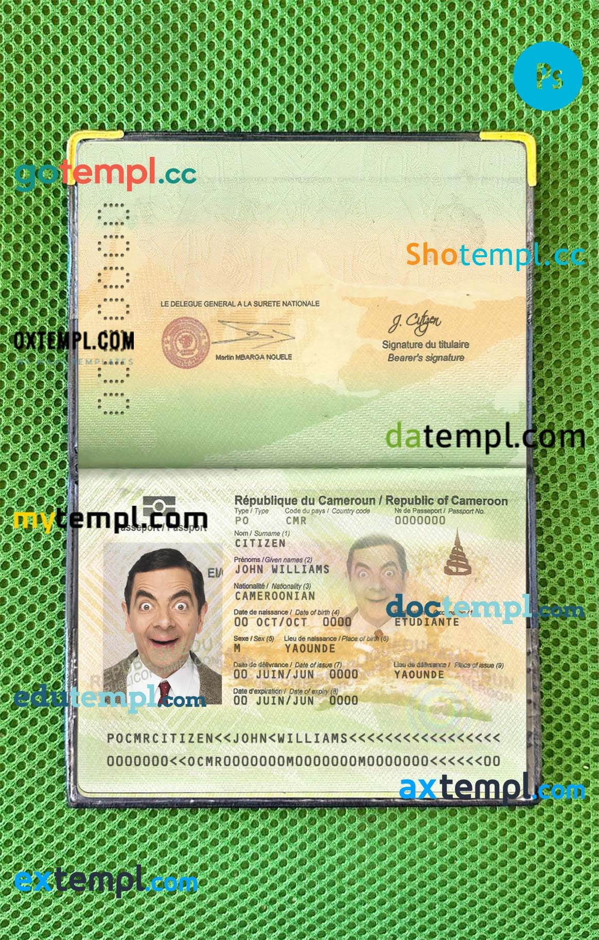 Sample Cameroon Passport Psds Editable Scan And Photograghed Picture Template 2 In 1 Download