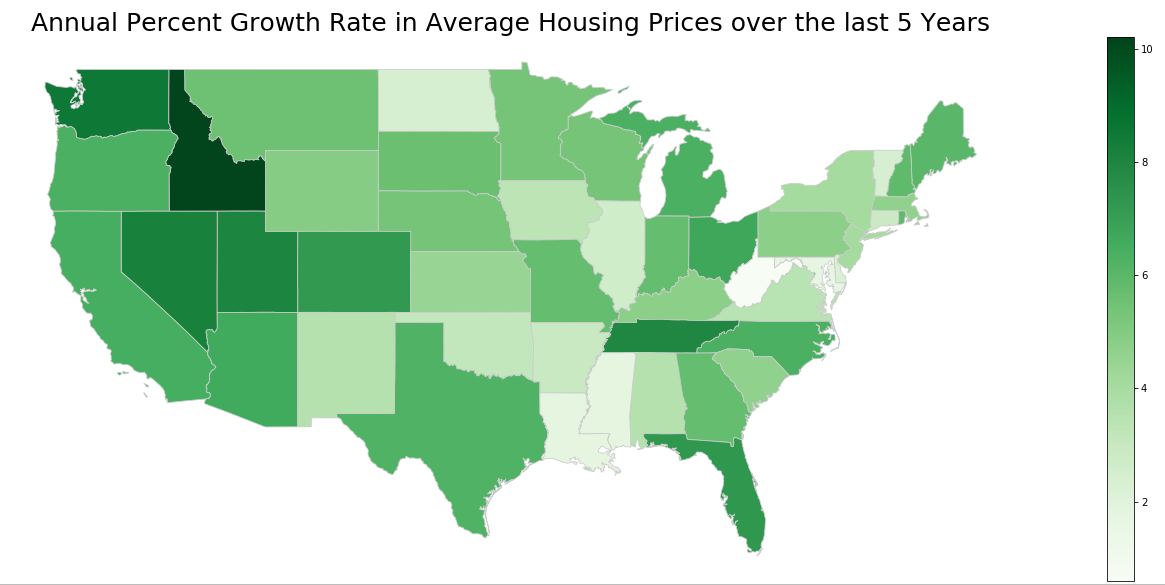 How to plot US housing prices growth by State on a Choropleth Map | by ...