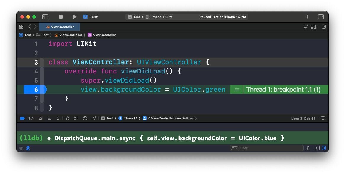 “Como atualizar a interface de projetos UIKit em tempo real com LLDB ...