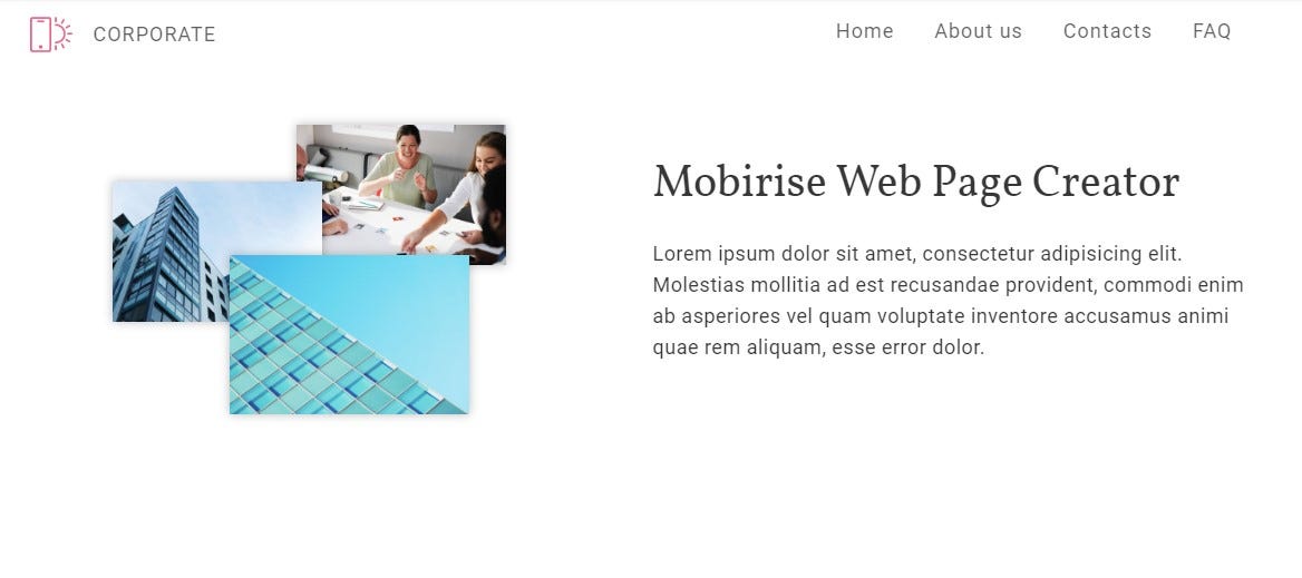 Mobirise Web Page Creator — Article Block CorporateAMP | by mobirise ...