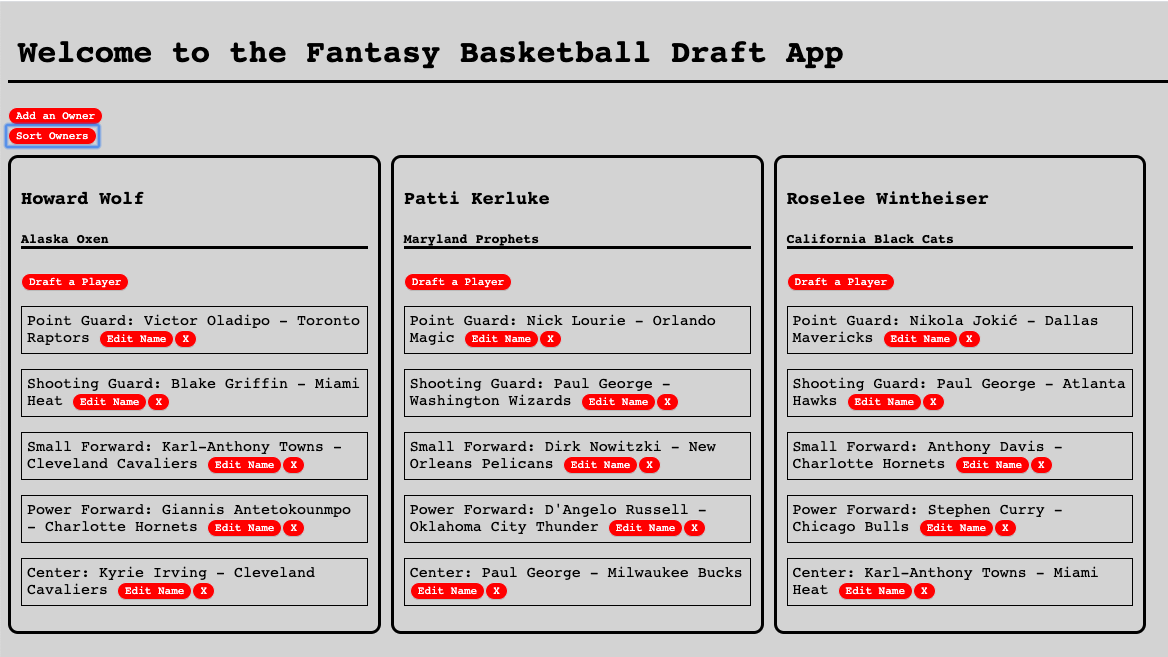 Javascript Fantasy Basketball Draft App | by Gregory Losco | Medium