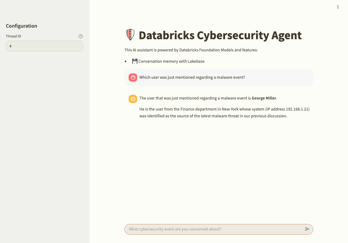 Build a Cybersecurity AI agent with Postgres Lakebase on Databricks | by AI on Databricks | Medium