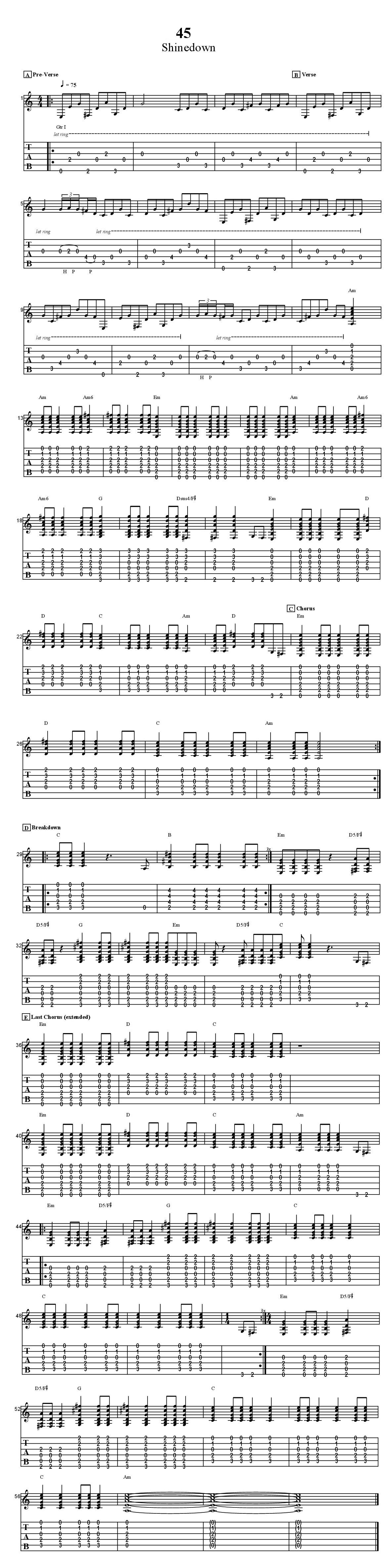 How To Play 45 By Shinedown — Easy Acoustic Guitar Lesson For Beginners ...
