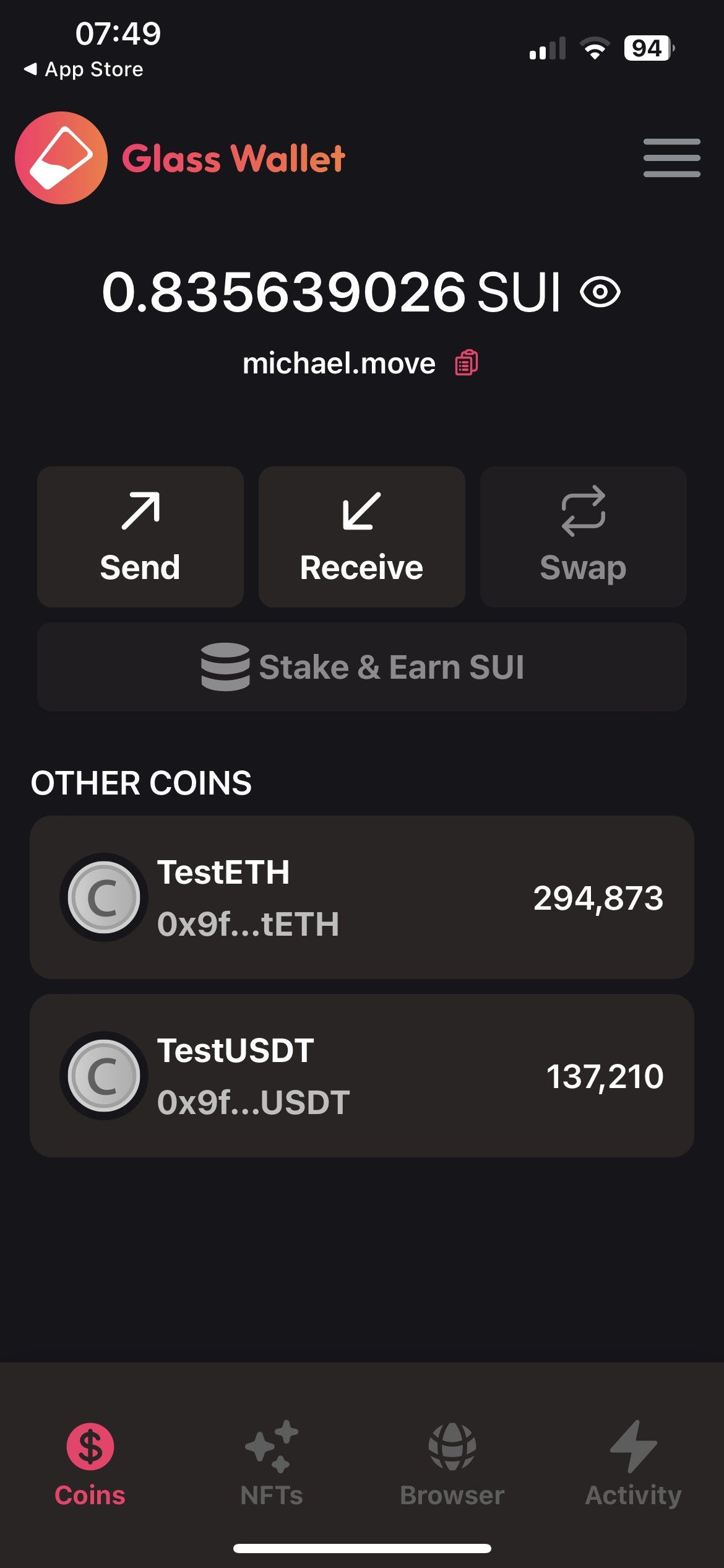 you can now use your .sui or .move name directly within the Glass ...