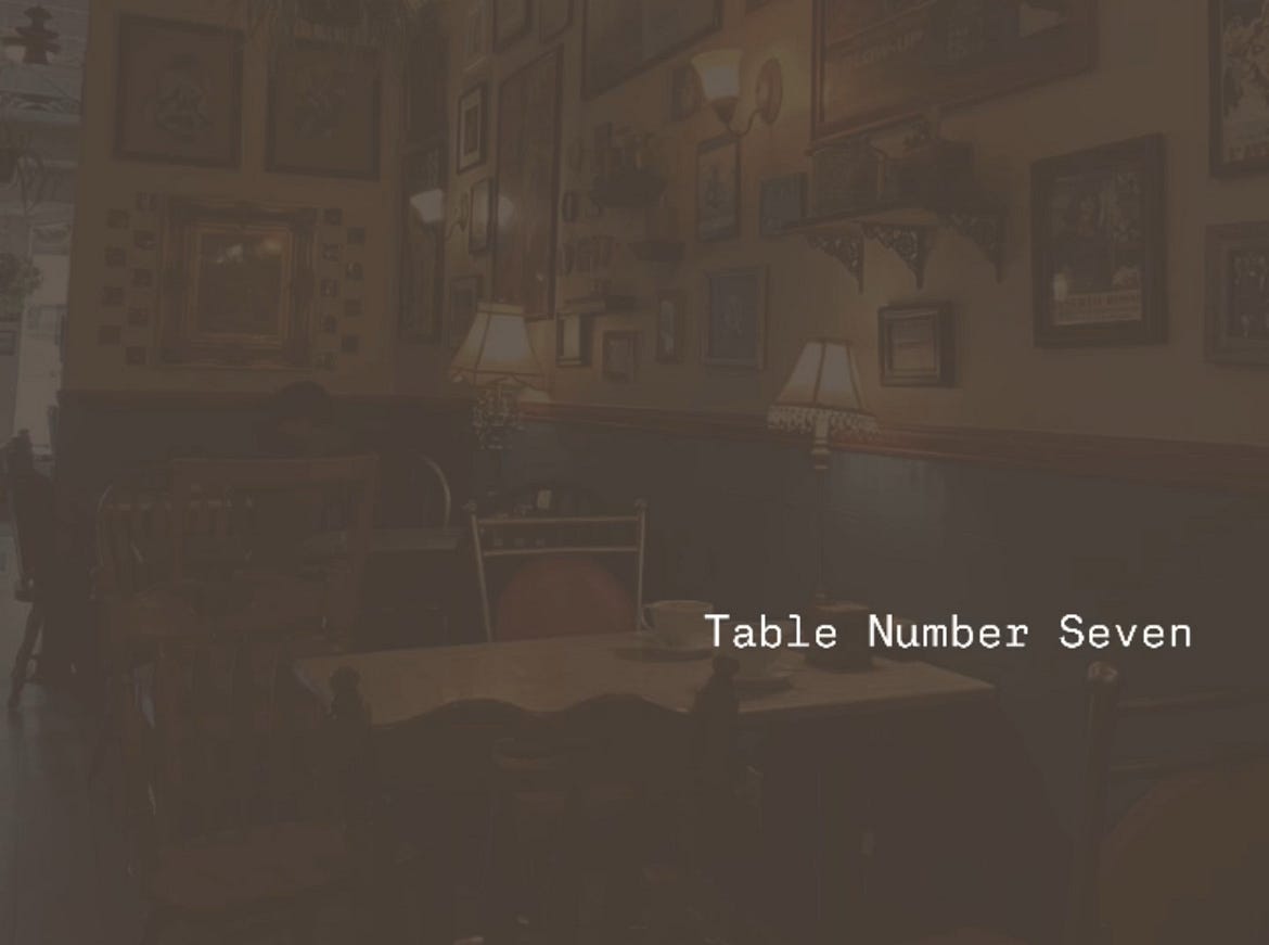 Table Number Seven. “Umm, hello, excuse me, Miss, I think… | by fra ...
