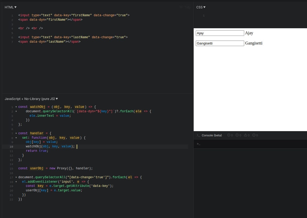 Javascript Proxy: 2-way data binding | by Ajay Gangisetti | Medium