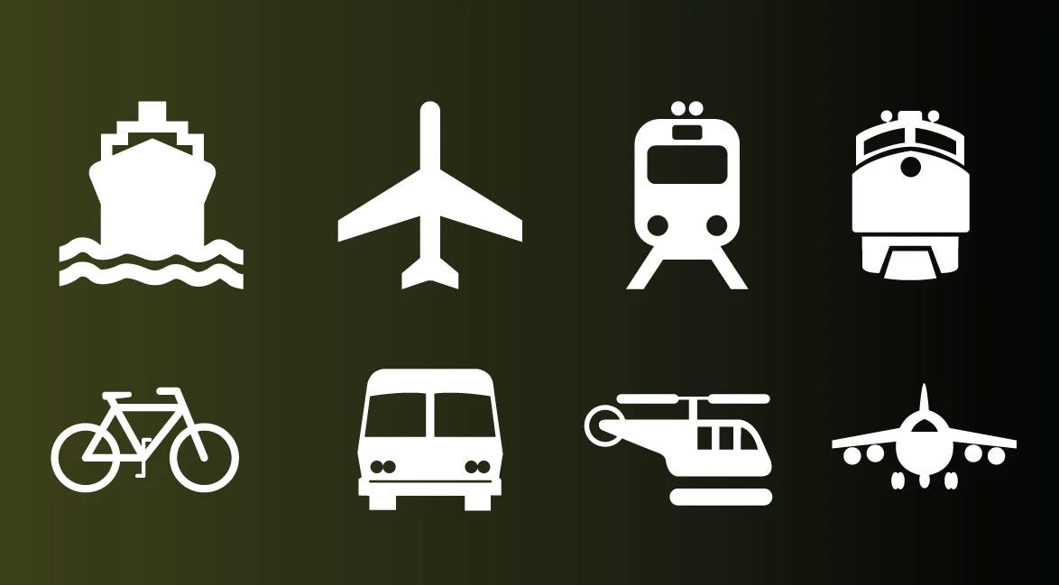 VARIOUS MODES TRANSPORT ICON FREE VECTOR - Nobgfx Graphic Designer - Medium