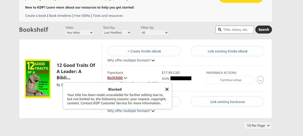 Amazon’s Error: They Blocked My Book | by Curtis Alexander | Medium