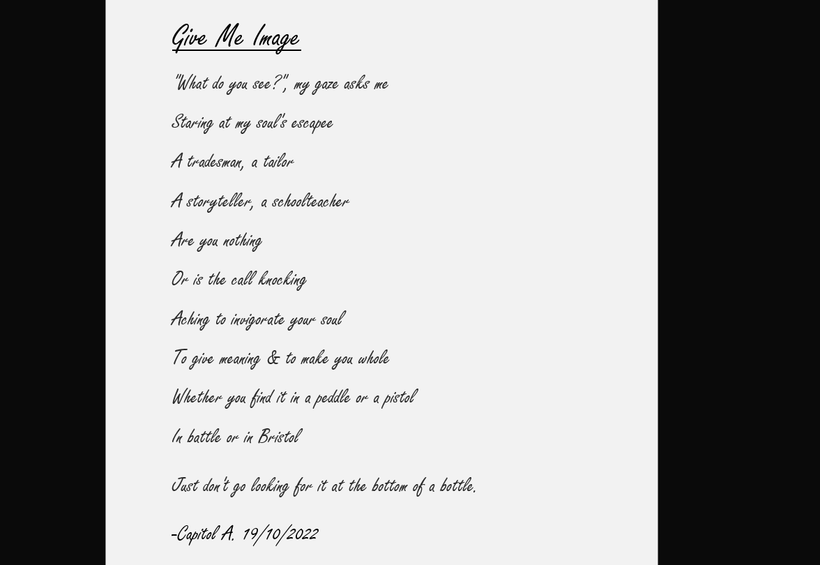 Give Me Image — Poem - Capitol A - Medium
