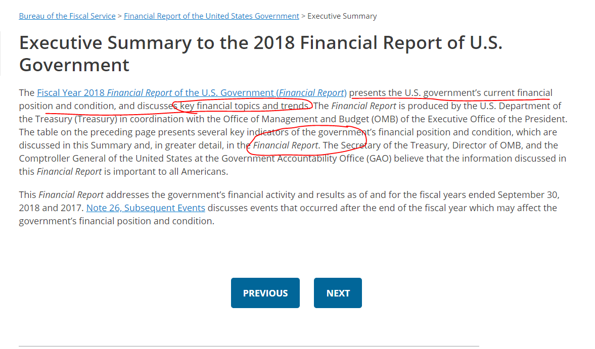 Executive Summary to the 2018 Financial Report of U.S. Government | by ...