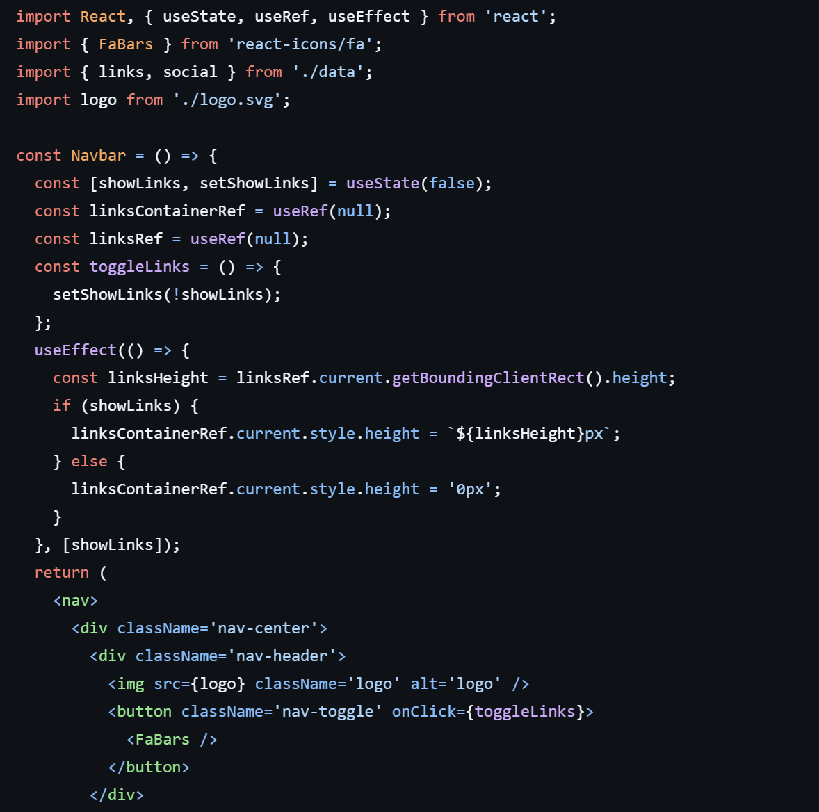 React Project-08-Navbar. Navbar.js : | by Merve Nur Çifci | Oct, 2024 ...
