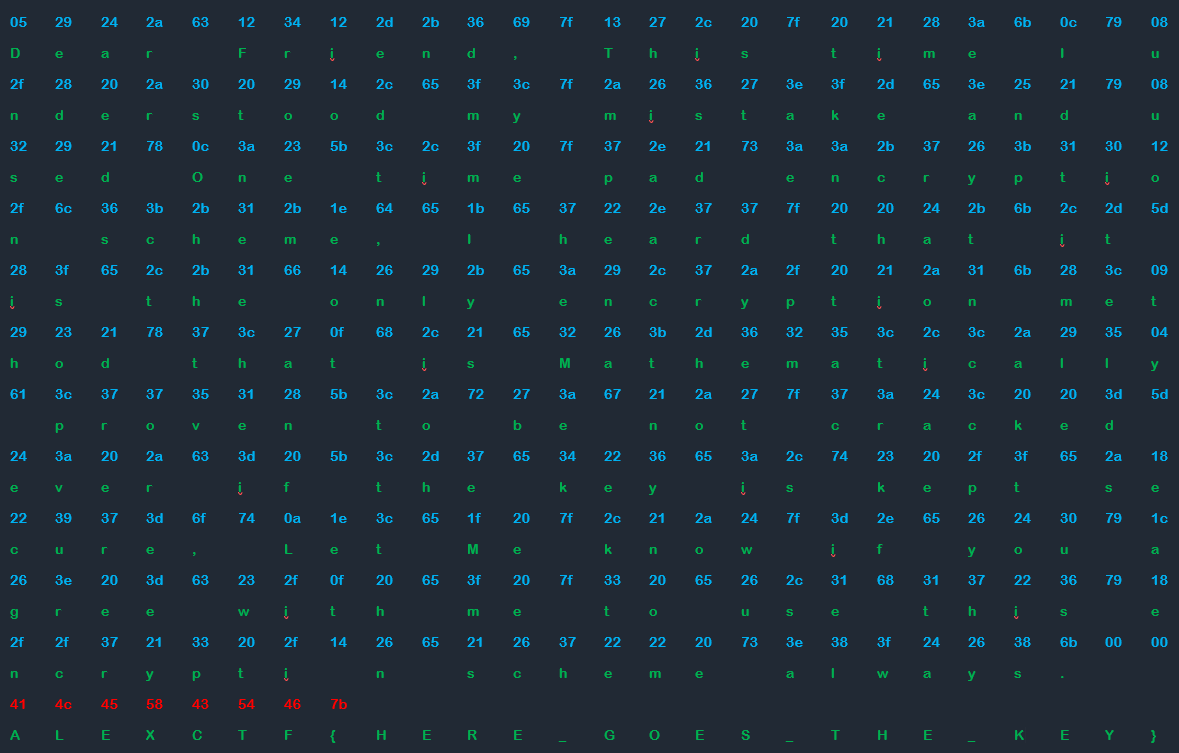 ALEXCTF CR2: Many time secrets. Writeup | by CyanCharley | Medium