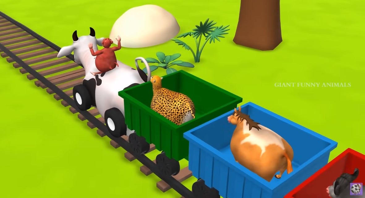 Giant Cow Train Diorama: Magical Giant Cow Help Animals | Giant Animals ...