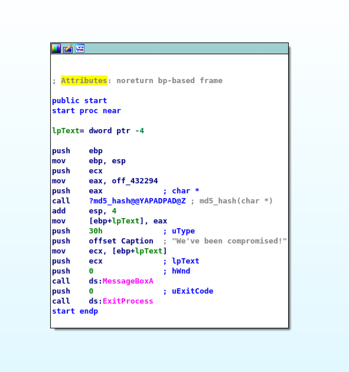 MalwareTech Beginner Malware Reversing Challenges Strings Walkthrough | by David Gilman | Medium