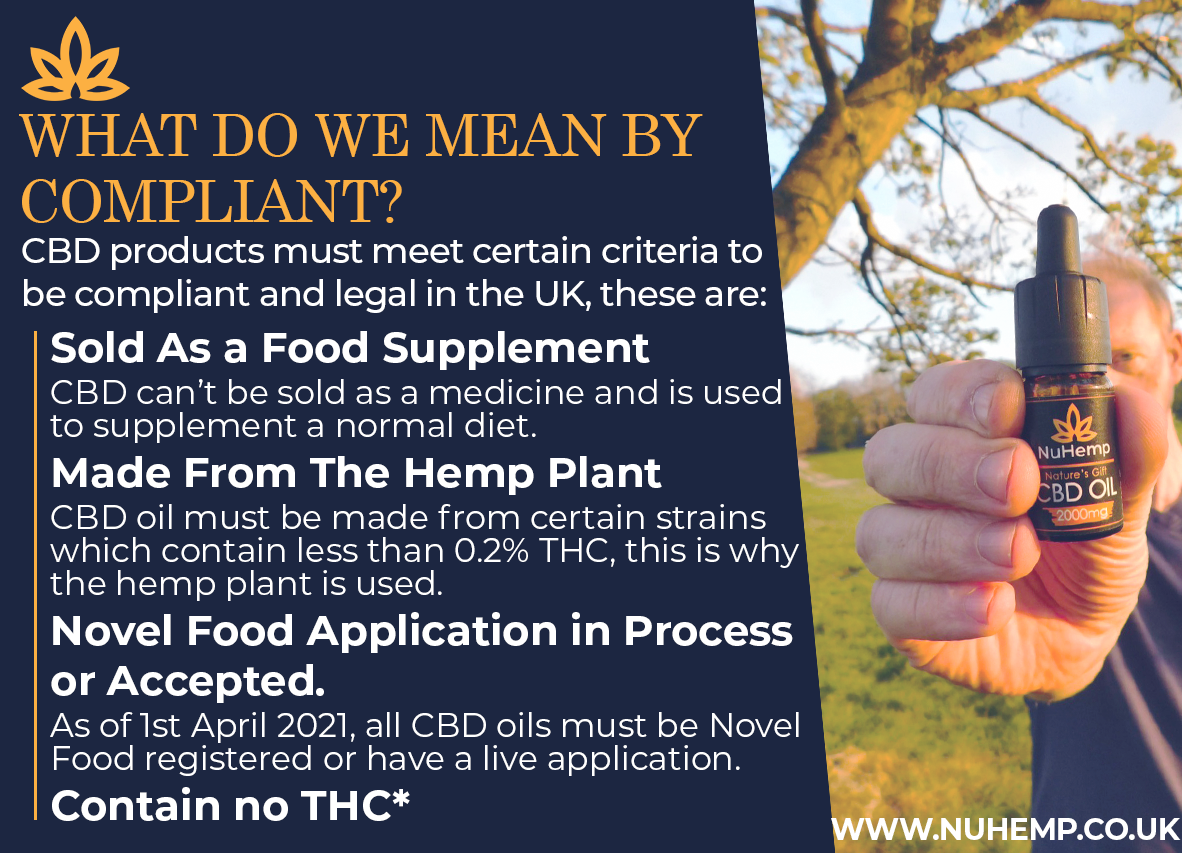 WHAT MAKES CBD OIL COMPLIANT?. For CBD to be legally sold in the UK ...