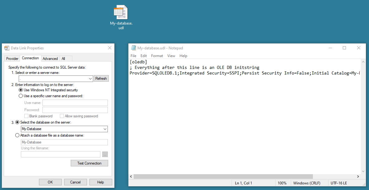 A quick way to test as well as create a Microsoft-Database-based ...