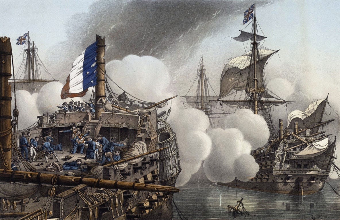 Old Ships Firing Cannons Sailinig