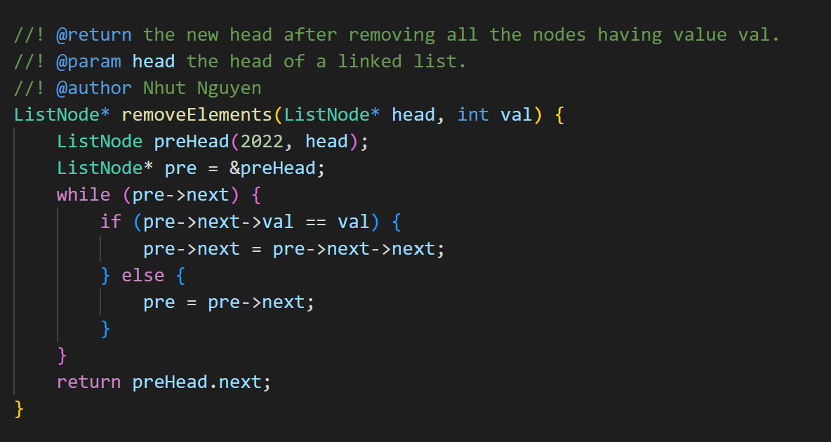 C Solution To Coding Challenge 203 Remove Linked List Elements By Nhut Nguyen Leetsolve