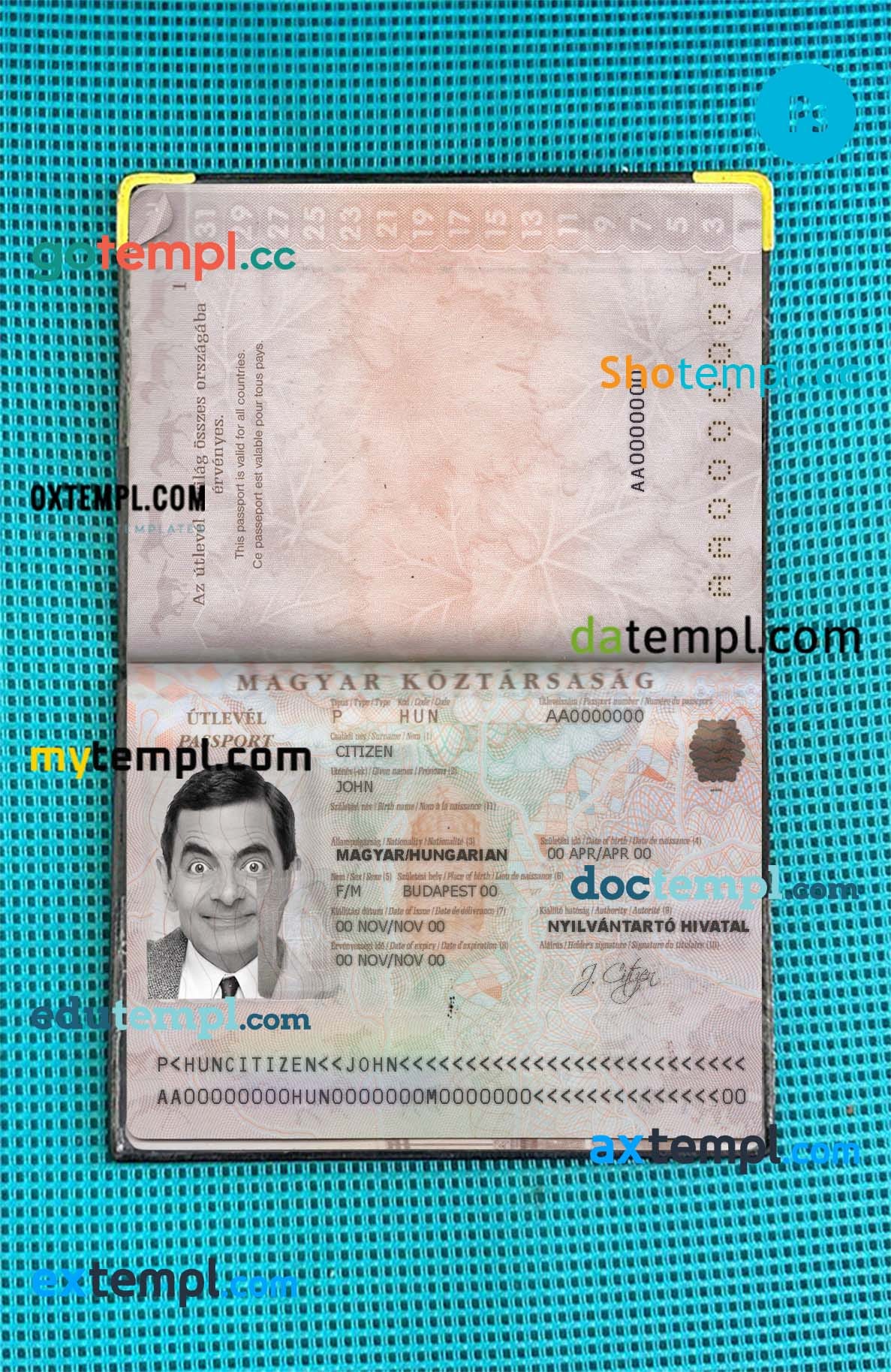 sample Hungary passport PSDs, editable scan and photograghed picture ...