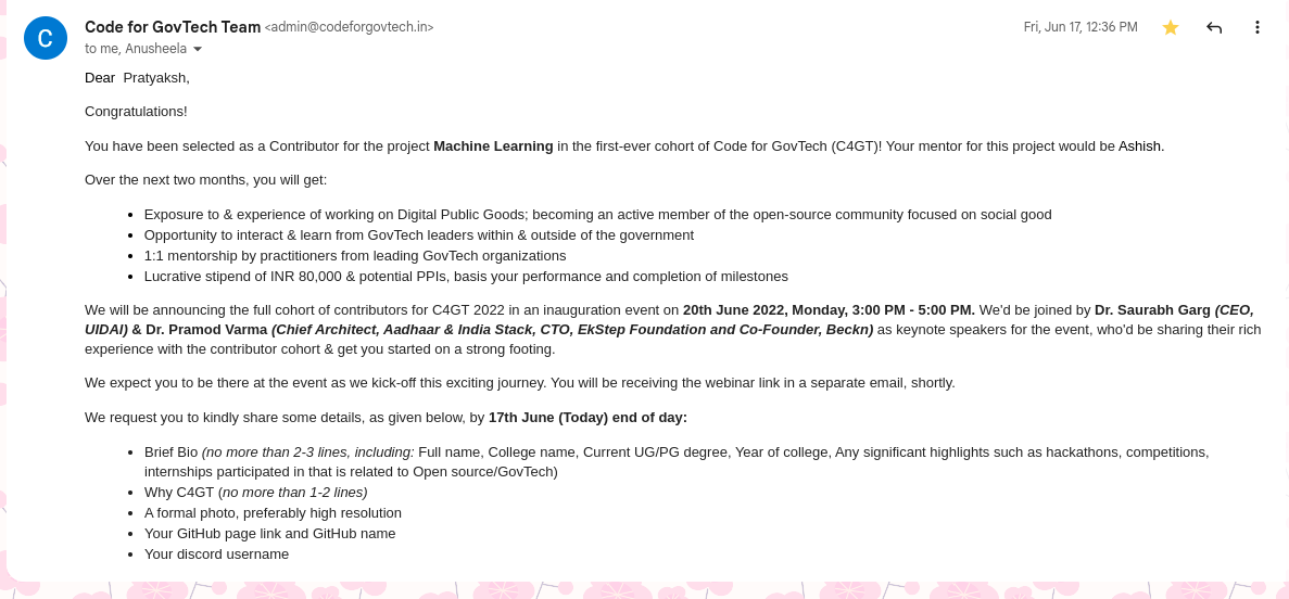 My experience with C4GT. Hello reader! I hope you are doing… | by Yaksh ...