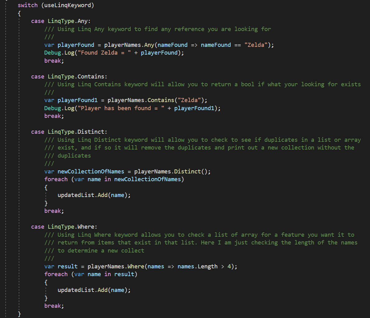 Dev Log 140: Expanding On Linq. Tonight I created an example enum of ...