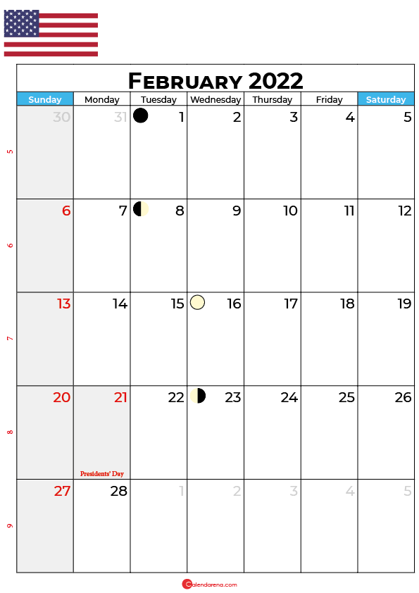 February 2022 Calendar Printable With Holidays