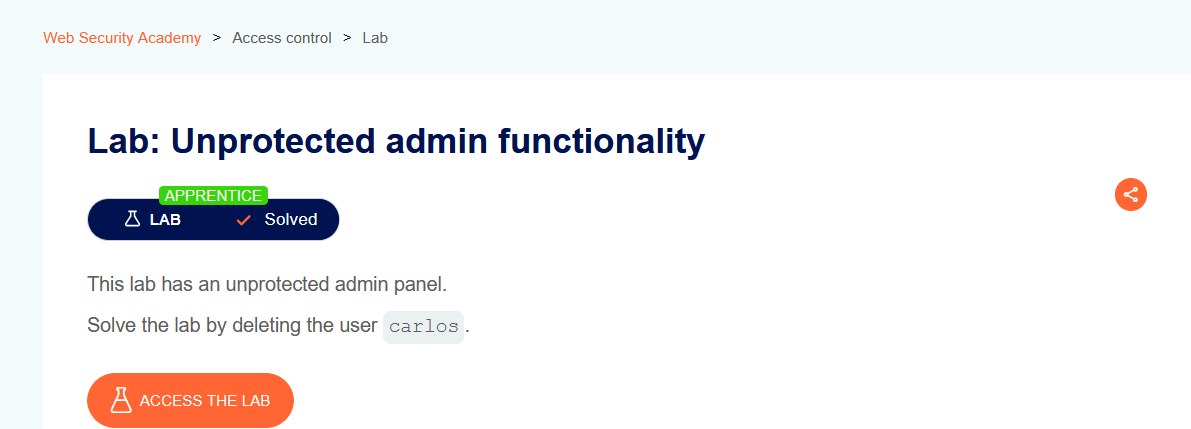 Access control vulnerabilities : APPRENTICE : Unprotected admin functionality | by Abdelwahab ...