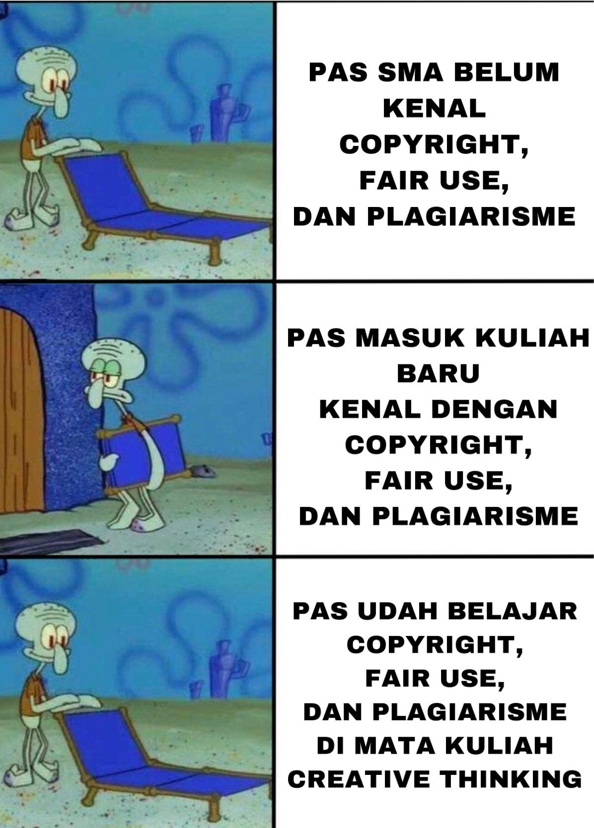 Tugas Meme Referensi Squidward comes back with the chair template ...