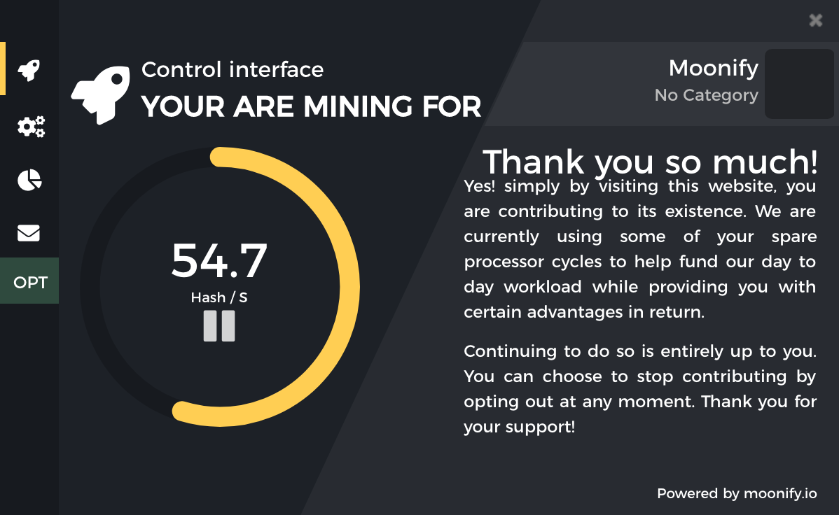 Moonify a respectful browser miner | by Moonify.io | Moonify.io | Medium