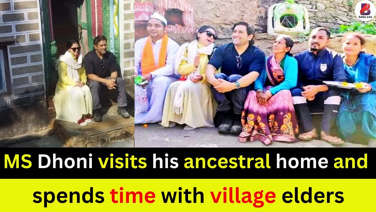 MS Dhoni visits his ancestral home and spends time with village elders ...