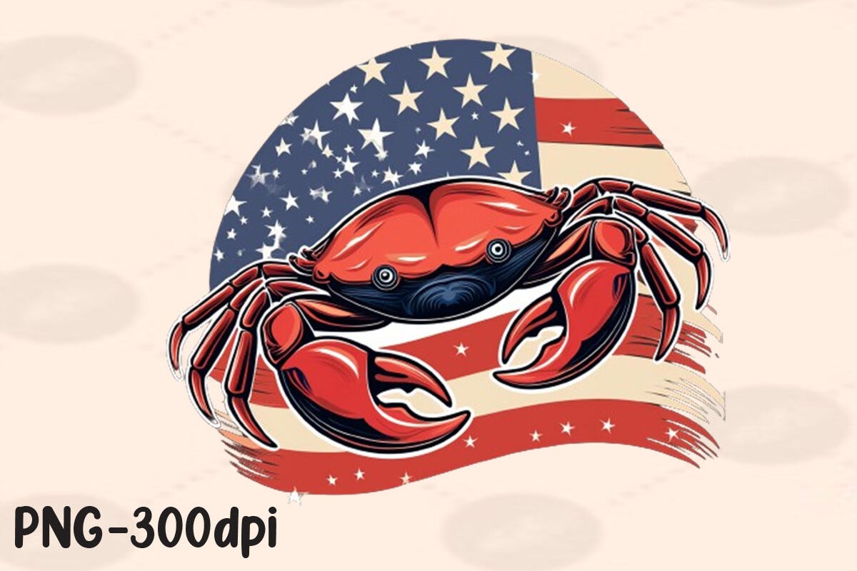 Crab American Flag 4th July Fishing PNG Free Download | by Vectorverve ...