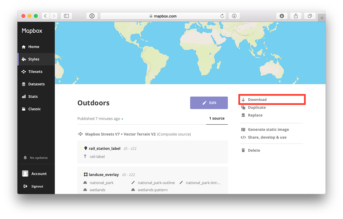 Download your styles, icons, and fonts from Mapbox Studio | by Mapbox | maps for developers