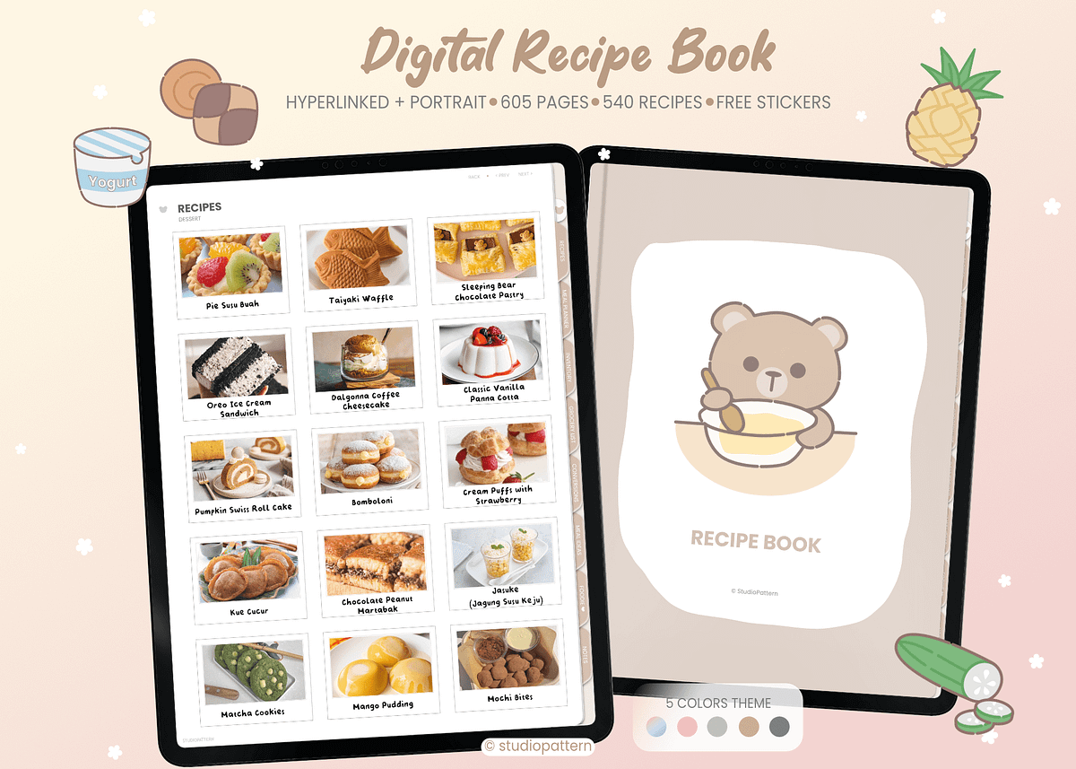 Digital Recipe Cookbook Hyperlinked (Unique Print Mock-ups) | by ...
