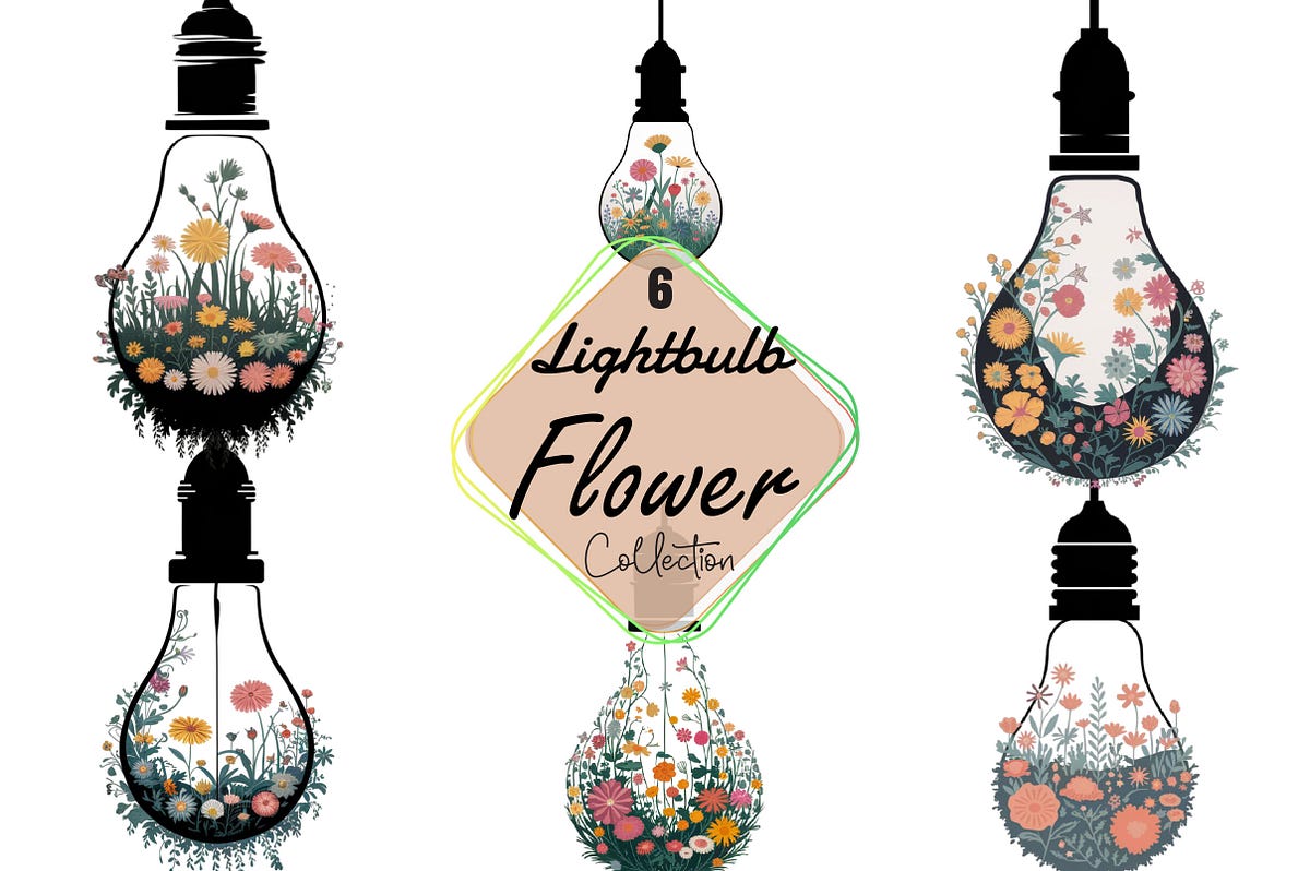 Lightbulb Flower Watercolor Clipart Free | by Liorahart | Sep, 2024 ...