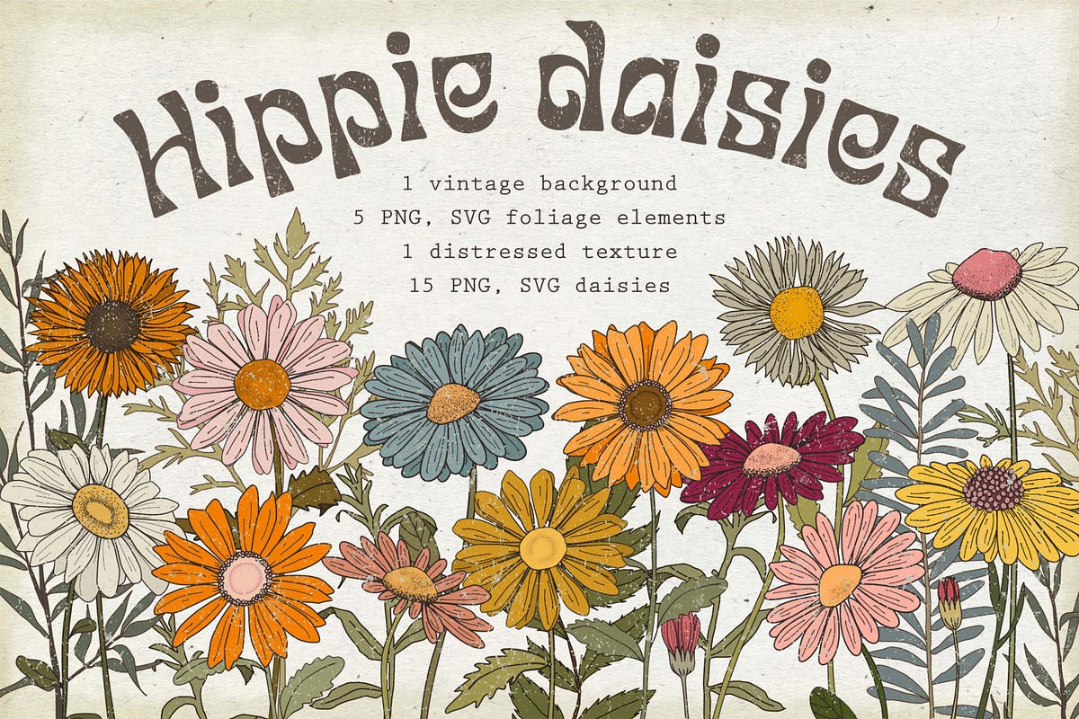 Retro Hippie Flowers Free Graphic | by Chloechroma | Apr, 2024 | Medium