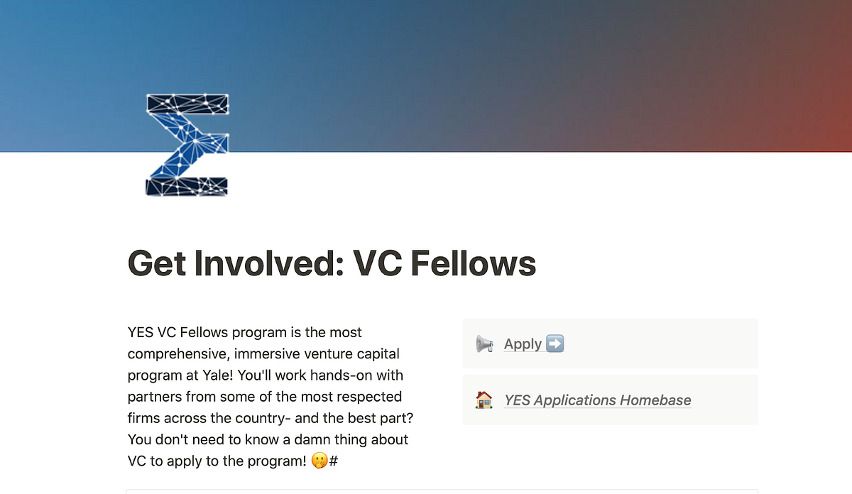 The VC Fellows Program. The Yale Entrepreneurial Society prides… | by ...